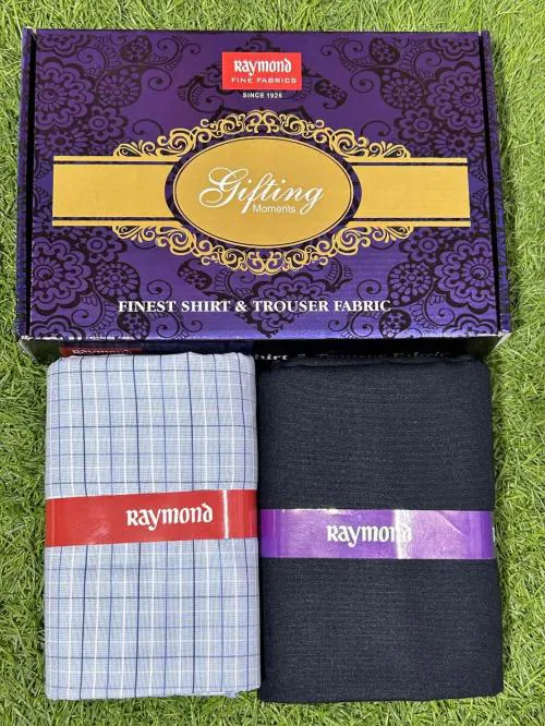 Buy Raymond Pc-Cotton Checkered Shirt & Trouser Fabric in Moments Box ...