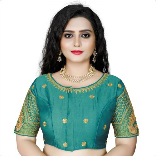 Buy Jay Pal Women Light Green Art Silk Round Neck Blouse Online at Best ...
