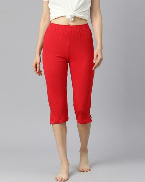 Buy NOTYET BY US Women Red Solid Capris (32) Online at Best Prices in ...