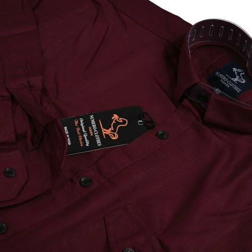 Buy NUMERO-CLOTHES FASHION Men Maroon Solid Pure Cotton Casual Shirts ...