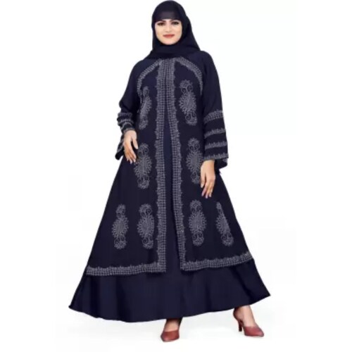 Buy BHUMIFAB Abaya Burqa-05 Nida Matte Solid Burqa With Hijab (Blue ...