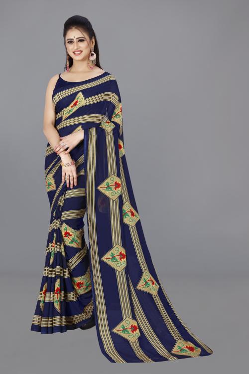 Buy Anand Women Multicolor2 Self Design Pattern Georgette Single Saree ...