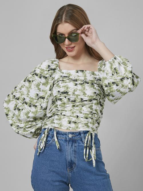 Buy Style Quotiet Women Floral Print Crepe Crop Top Online at Best ...
