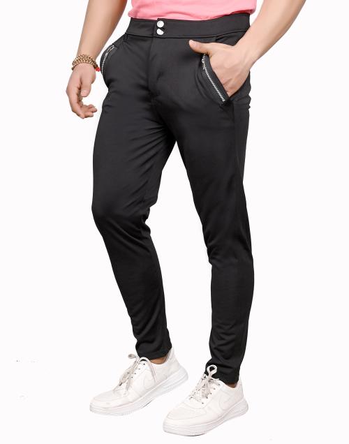 Buy BizzEie Orignal Men’s Lycra Cargo Jogger Pant Trouser Lower(Black,M ...