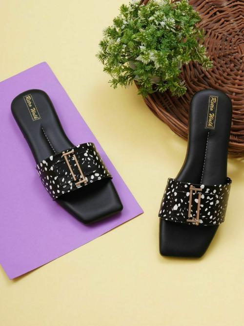 Buy RetroWalk Black stylist Flat Sandals for Women Online at Best ...