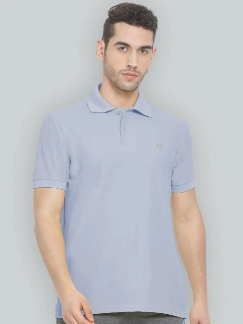 Buy Lux Nitro Cotton Blend Light Blue Polo T-shirt For Men Online at ...