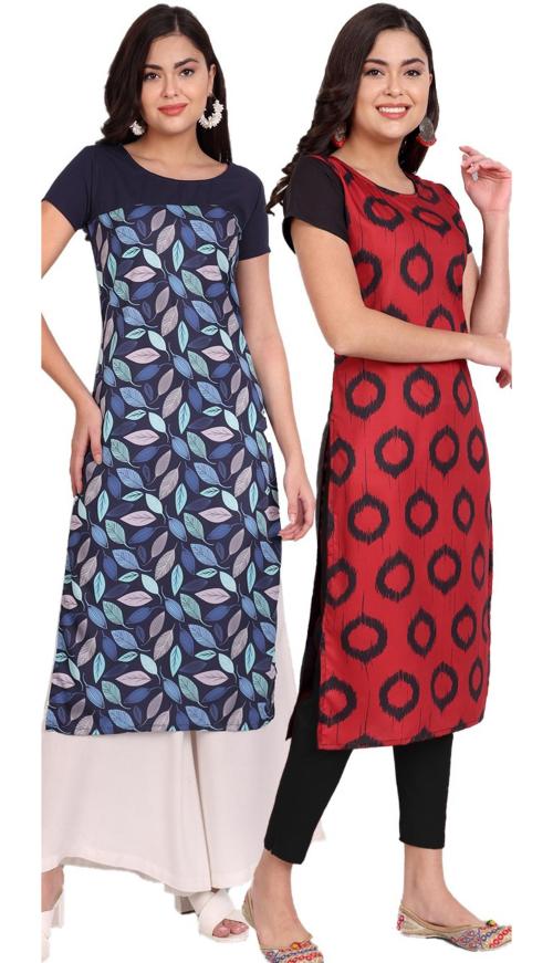 Buy Arya Dress Maker Women Multicolor Printed Crepe Pack Of 2 A-Line ...
