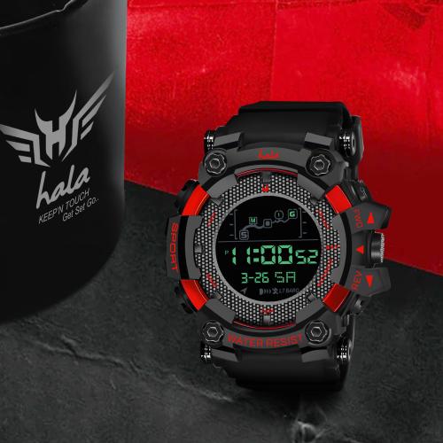 Buy hala HL-1811- New Trending Black Strap Red Dial Round Waterproof ...