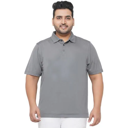 Buy Plus Size Men's Regular Fit Dry Fit Grey Solid Polo T-Shirt Online ...