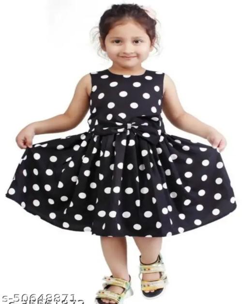 Buy COCKSCOMB Girls Crepe Sleeveless Dotted Frock | Agile Stylish Girls ...