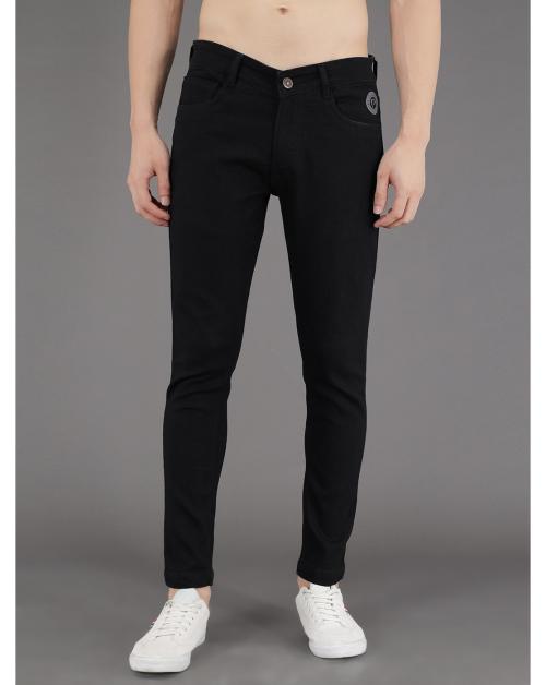 Buy PODGE Men's Slim Fit Black Jeans Online at Best Prices in India ...