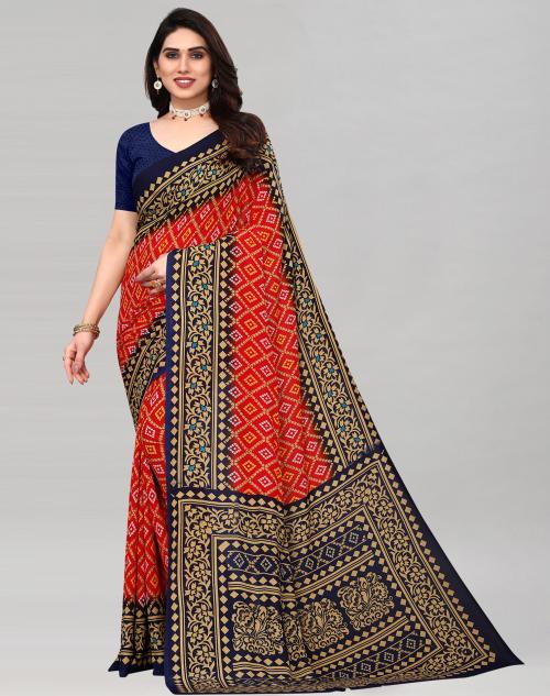 Buy Siril Georgette Red Color Saree With Blouse Piece | sarees for ...