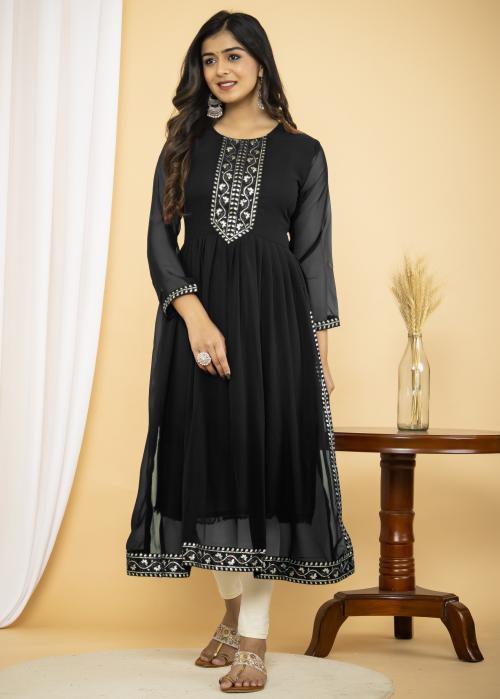 Buy RATNAVALI Embroidered Naira Kurta For Women KT017-04-S Online at ...