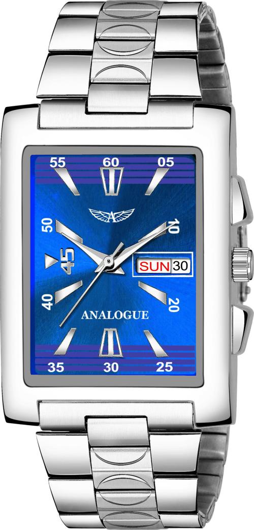 Buy Analogue Analog Blue Dial Silver Strap Watch For Men (Anlg-446-Blue ...