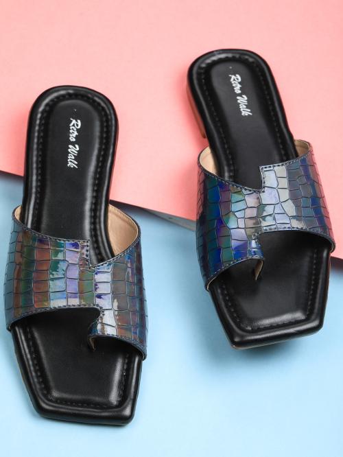 Buy RetroWalk Black stylist Flat Sandals for Women Online at Best ...