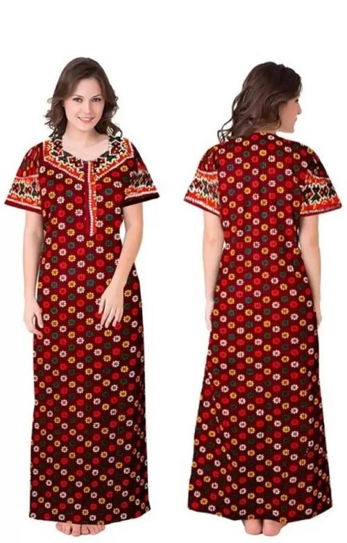 Buy DEEYA M New Stylish Cottton V Neck Printed Half Sleeve Maroon ...