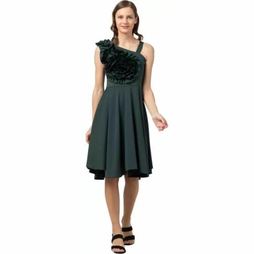 Buy Famiss fashion Women A-line Dark Green Dress Online at Best Prices ...