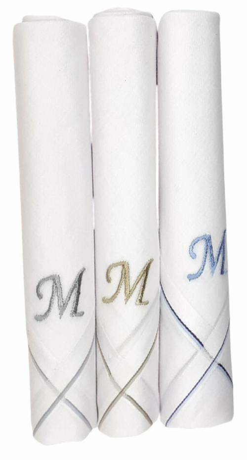 Buy Concerto Men's Fine Cotton (White) Embroidered Initial Handkerchief ...