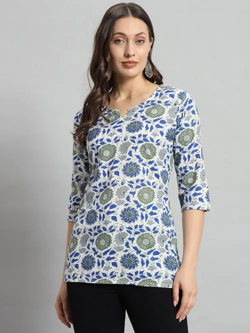 Buy Zyla Women Multicolor Pure Cotton Printed Staright Kurta | Kurti ...