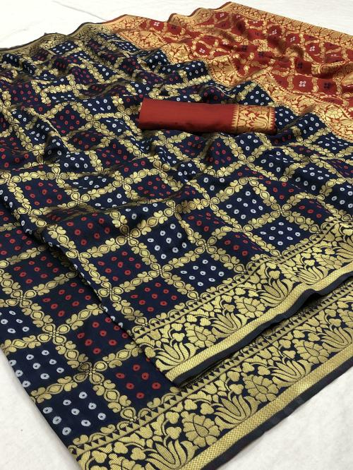 Buy NS World Women Dark Blue Checkered Art Silk Saree Online at Best ...