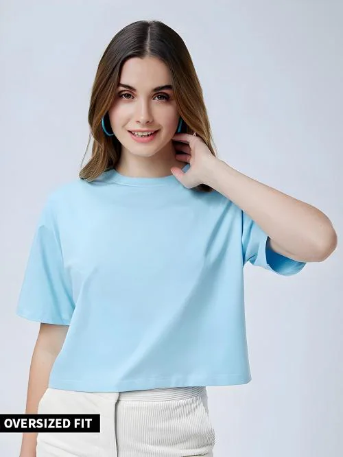 Buy cloflix Casual Sleeveless Solid Women Aqua Crop Top Online at Best Prices in India - JioMart.