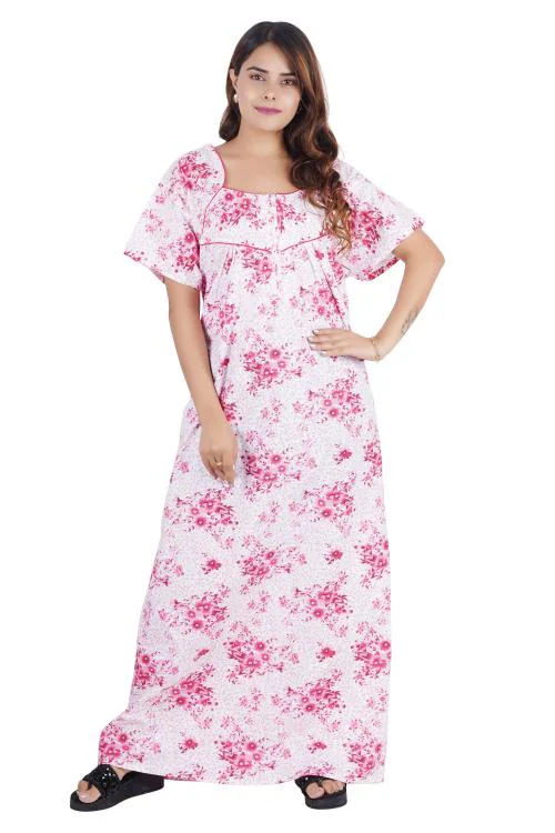 Buy NACNO Women's Printed Pure Cotton Nighty/Maxi/Nightgown Online at ...