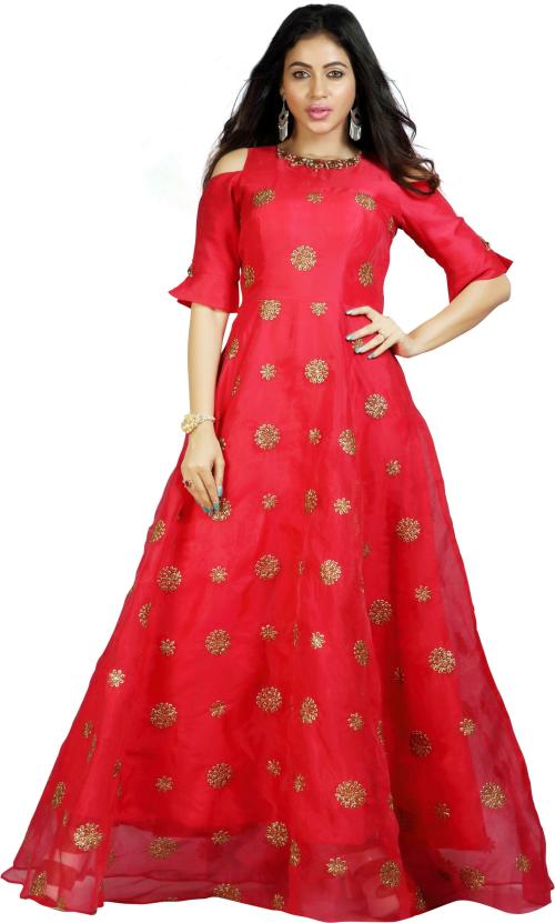 Buy KIYA Women Red Printed Silk Blend Gown (XXXL) Online at Best Prices in India - JioMart.