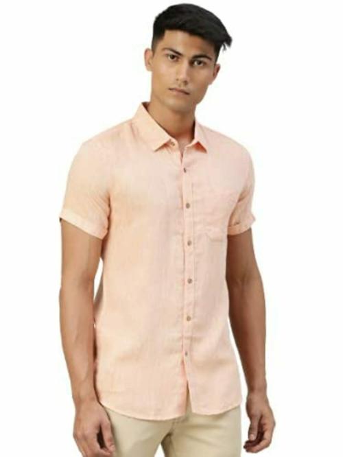 Buy Ecentric neon saffron colour slim fit hemp casual shirt Online at Best Prices in India ...