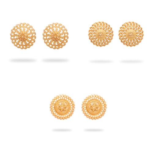 Buy arch fashion Traditional Gold Platted 3 Pair Stud Earring CMB1612,1613,1614 Online at Best ...