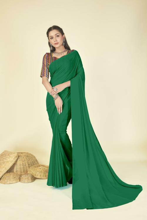 Buy Anand Women Dark Green Solid Georgette Single Saree Online at Best Prices in India - JioMart.