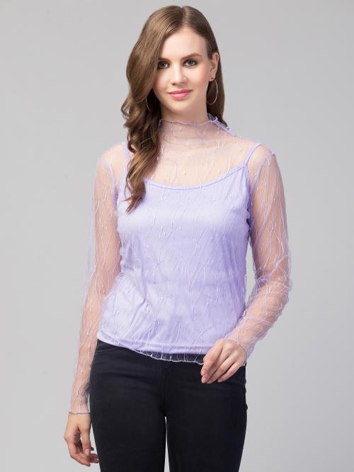 Buy StylzIndia - Stylish Mesh Top - Purple - M Online at Best Prices in ...
