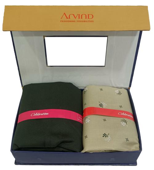 Buy Arvind Polycotton Olive print Shirt & Trouser Fabric Online at Best ...