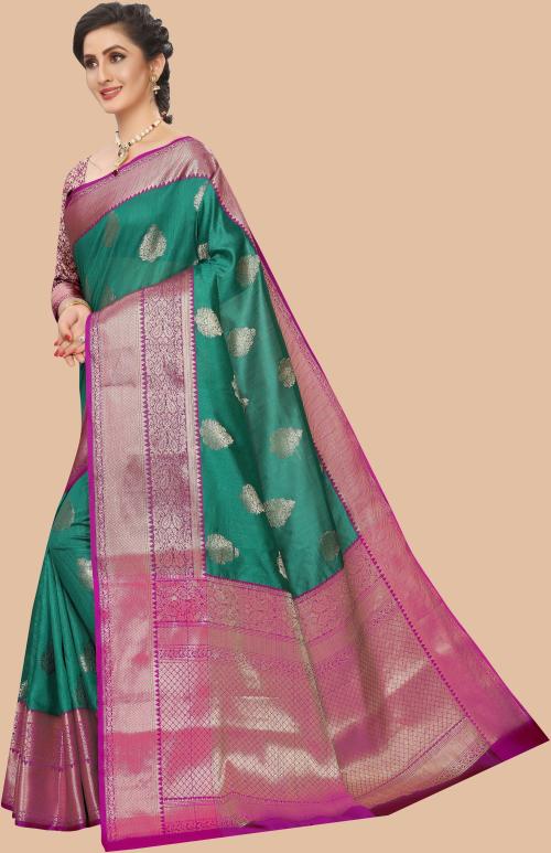 Buy CREATION BAZAAR NC03_MANGO RAMA-RANI SAREE Beautiful Art Silk ...