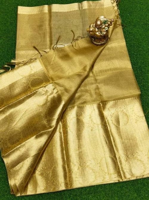 Buy SAMVITA's Designer Golden Tissue Saree For Women Online at Best ...