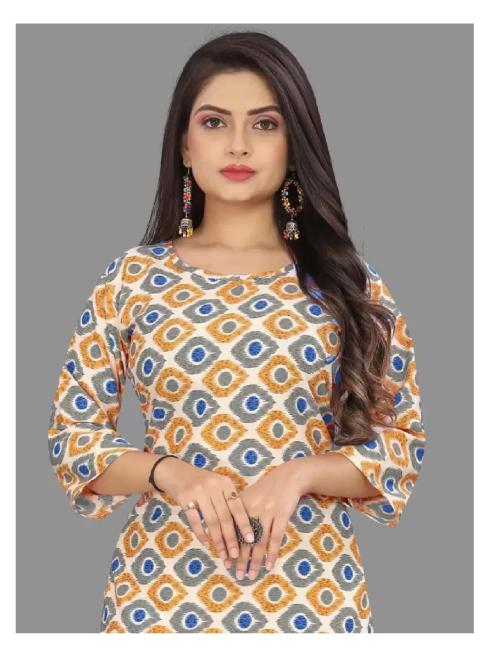 Buy DESHMI FASHION Women Washed Crepe Trail Cut Kurta (Multicolor ...