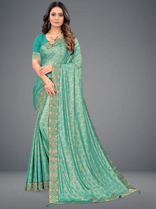 Buy AKSHARAM Women Light Green Woven Lycra Blend Bollywood Saree Online ...