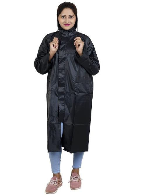 Buy Neekshaa Women Solid Raincoat/Overcoat with Hoods and Side Pockets ...