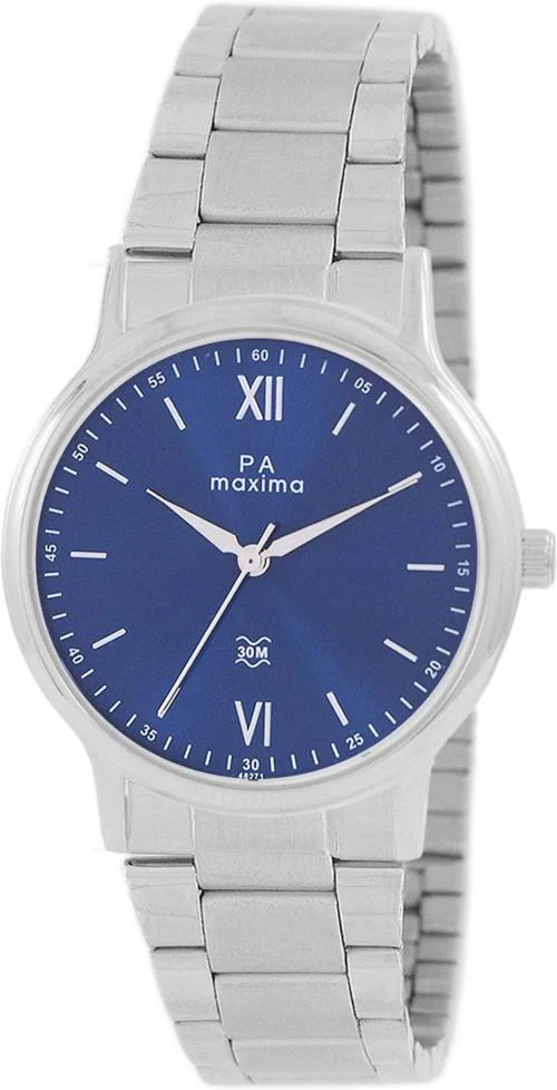 Buy Maxima Analog Blue Dial Silver Strap Watch For Men (48271CMGI ...