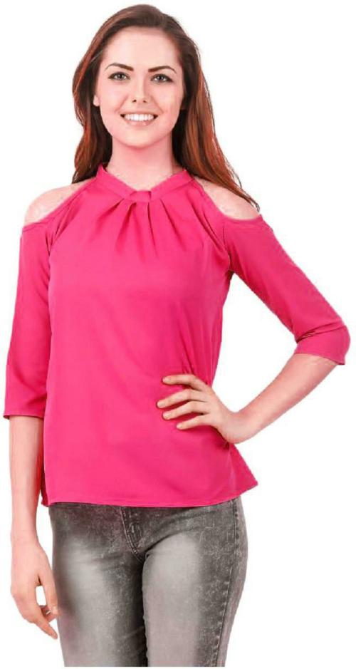 Buy stylemyth Women Pink Solid Crepe Top Online at Best Prices in India ...