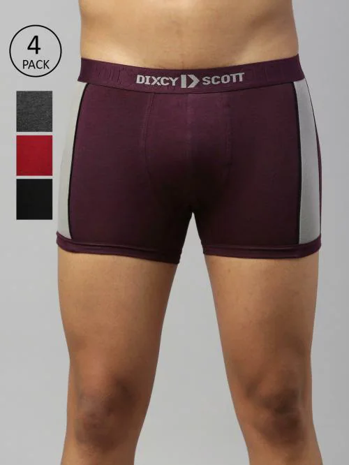 Buy Dixcy Scott Maximus Men's Assorted Solid Cotton Lycra Pack of 4 ...