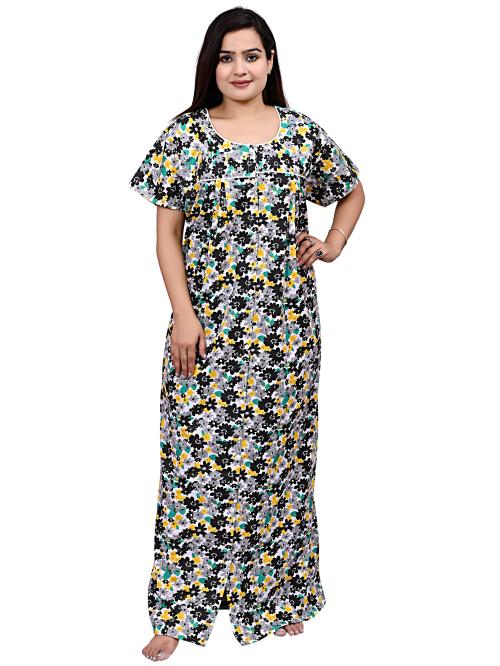 Buy NACNO Women's Pure Cotton Front Open Sleepwear Nighty/Maxi ...