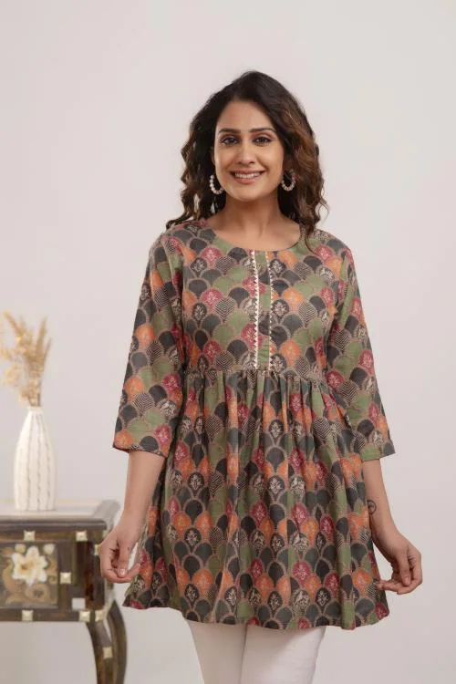 Buy RATNAVALI Cotton Printed Short Kurta TC026-07-XXL Online at Best ...