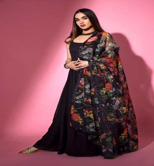 Buy GULNAAR BY GUNEET AMBER ANARKALI DRESS Online at Best Prices in ...