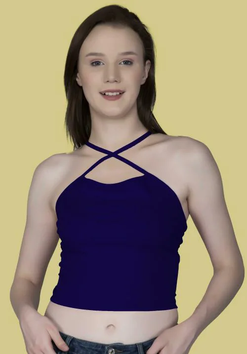 Buy AD2CART_Women Lycra Blend Dark Blue Crop Top_XS Online at Best Prices in India - JioMart.