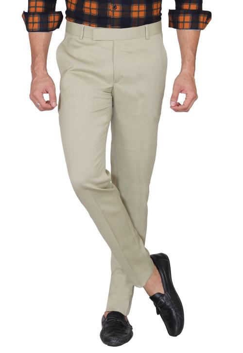 Buy VILLAIN Men's Formal Trousers - Slim Fit Formal Pants - Brown ...