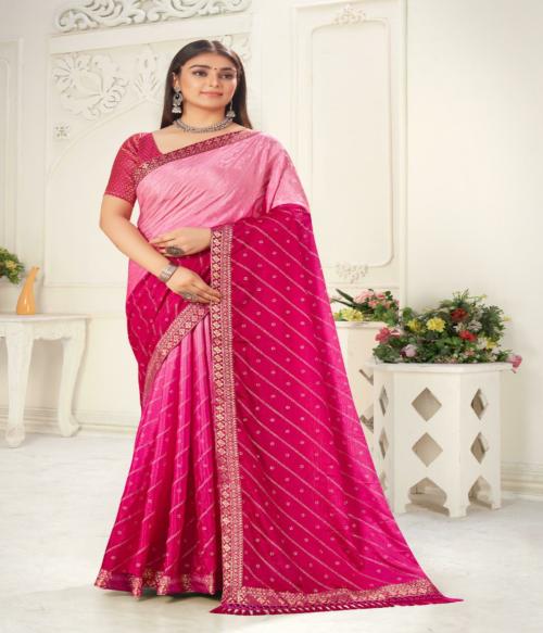 Buy Prajval Women Pink Printed Pure Silk Bollywood Saree Online at Best ...