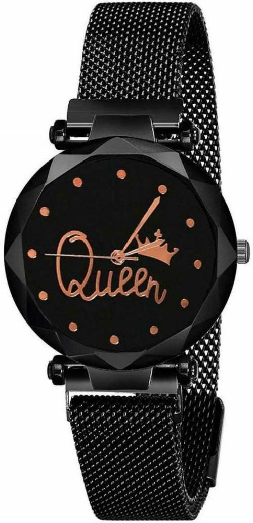 Buy Miss Perfect Analog Black Queen Dial Mesh Magnetic Strap Wrist ...