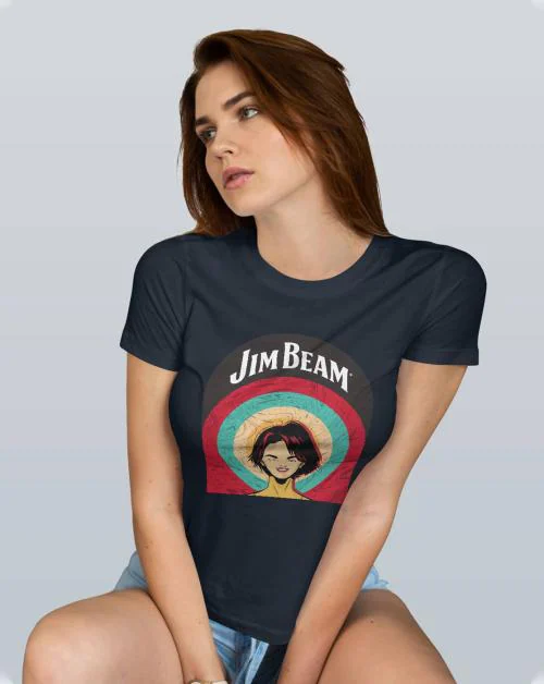 Buy Macmerise Jim Beam Character Black Navy blue T-shirt for Womens ...