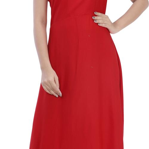 Buy Fab Star Women Red Solid Rayon Maxi Dress Online at Best Prices in ...