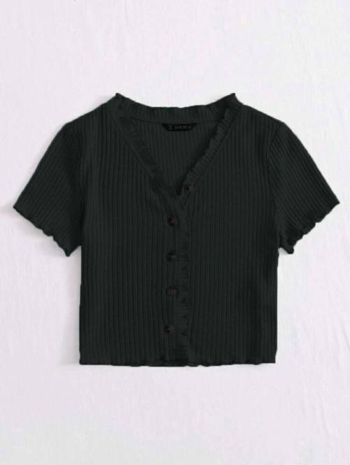 Buy Siza Fashion Women Black Self Design Lycra Blend Regular Top - L ...